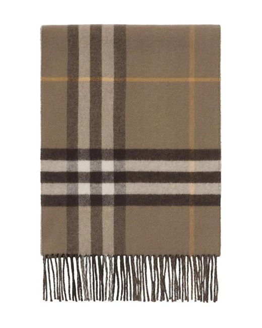 Burberry Double-Face Fringed Cashmere Scarf in Grey | Lyst UK