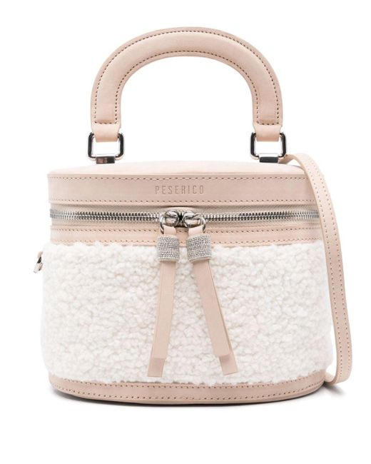 Peserico Faux-Shearling Tote Bag in White | Lyst