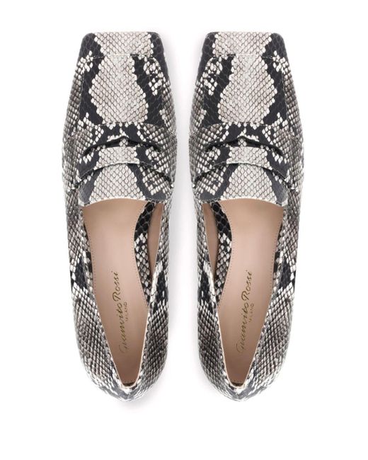 Gianvito Rossi Snakeskin Effect Loafers in Gray | Lyst