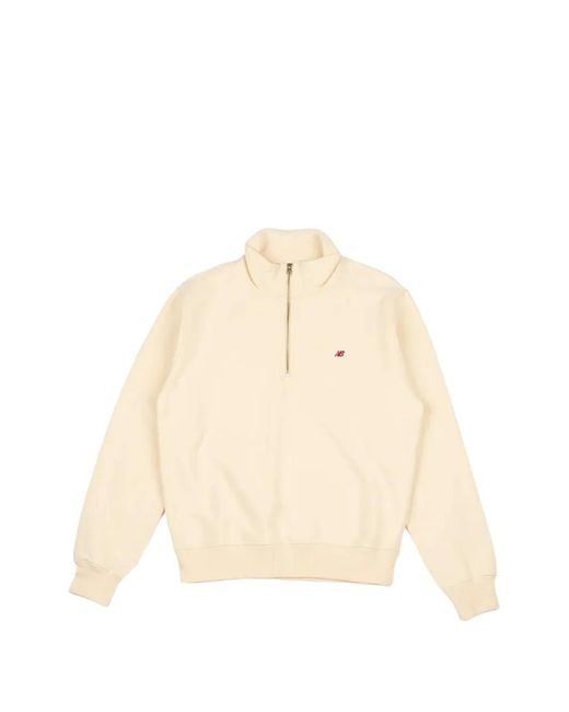 New Balance Quarter-Zip Sweater in Natural for Men | Lyst UK