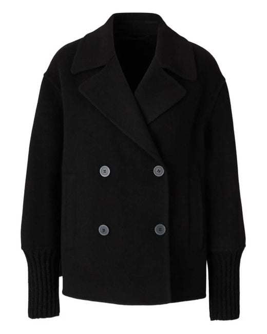 Peserico High Collar Concealed Buttons Coat in Black | Lyst