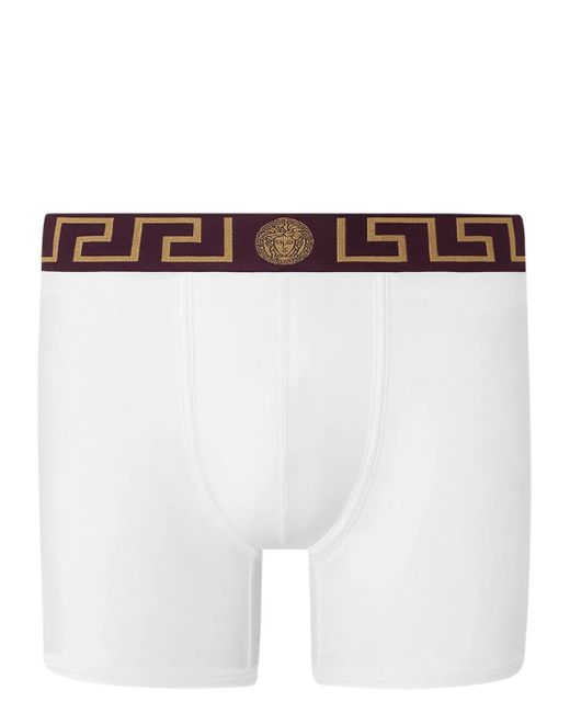 Versace Greca Border Boxers in White for Men | Lyst