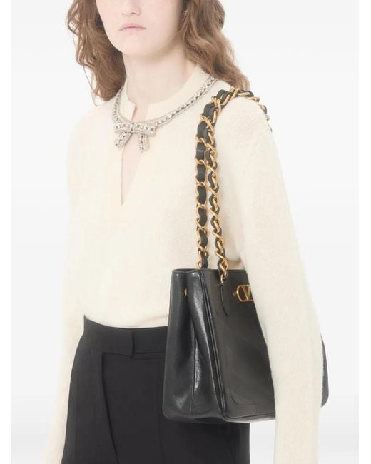 Valentino Garavani Embroidered Wool Jumper in Natural | Lyst UK