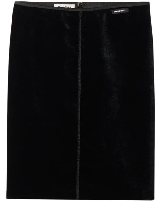 Miu Miu Velvet Skirt in Black | Lyst