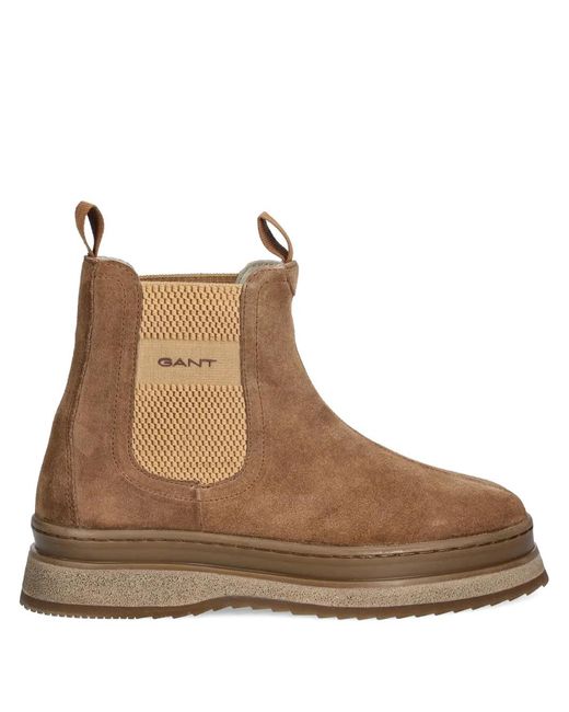 GANT Sistown Pull-Tab Panelled Boots in Brown | Lyst