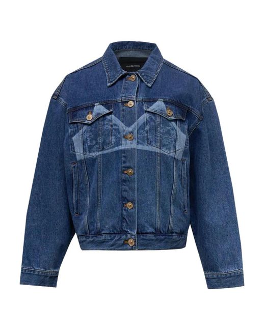 Pushbutton Bra Print Denim Jacket in Blue | Lyst UK