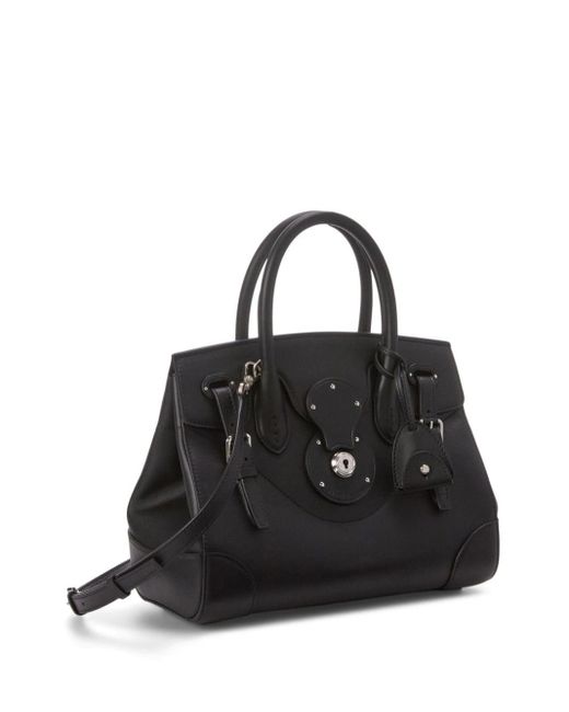 Ralph Lauren Ricky Leather Tote Top-Handle Bag in Black | Lyst