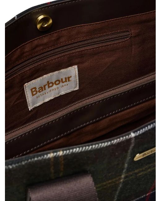 Barbour Check-Pattern Tote Bag in Black | Lyst UK