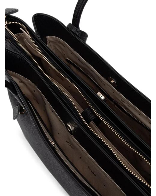 Guess Isola Logo-Plaque Pebble-Textured Tote Bag in Black | Lyst UK