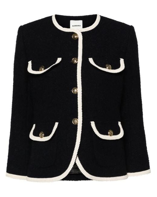 Sandro Tweed Jacket in Black | Lyst UK