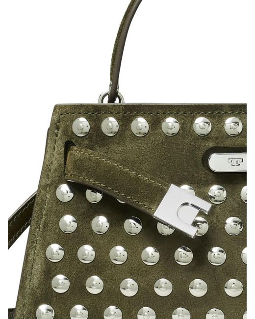 Tory Burch Mini Lee Radziwill Studded Tote Bag in Green | Lyst UK