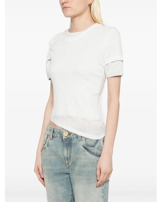 Christopher Esber Sheer Ribbed T-Shirt in White | Lyst