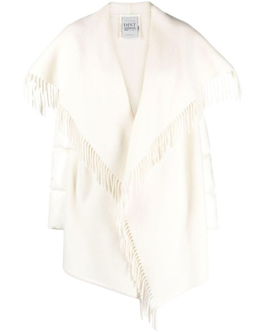 Moncler Padded-sleeve Fringed Cape Jacket in White | Lyst Moncler Padded-sleeve Fringed Cape Jacket in White | Lyst