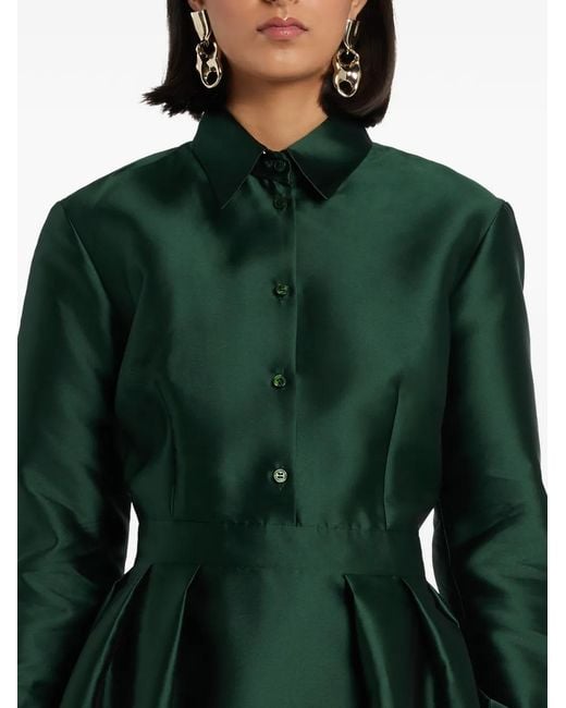Greta Constantine Pleated Shirt Dress in Green | Lyst UK