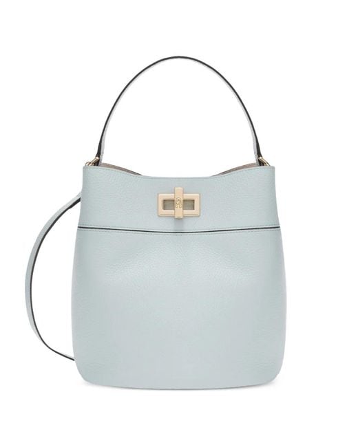 Furla Amelia Lock Leather Bucket Bag in Blue | Lyst UK