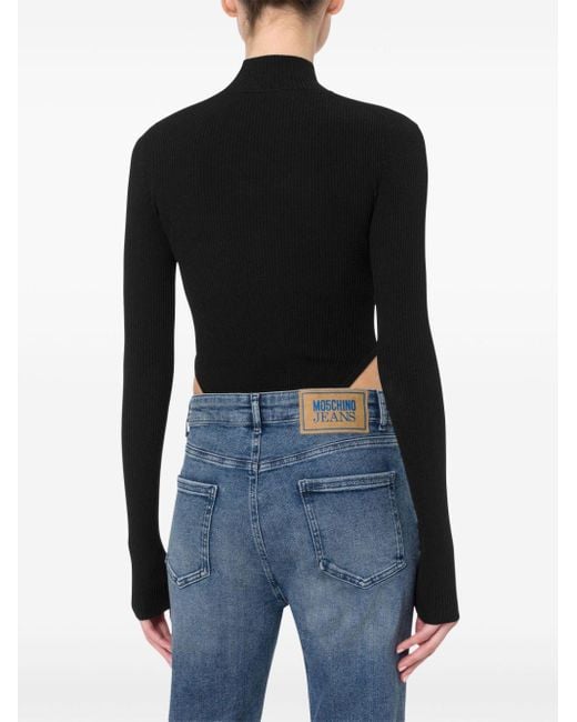 Moschino High Neck Cut-Out Body in Black | Lyst