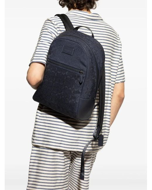 COACH Theo Monogrammed Backpack in Blue for Men | Lyst