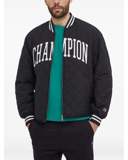 Champion Logo-Appliqué Quilted Bomber Jacket in Blue for Men | Lyst UK
