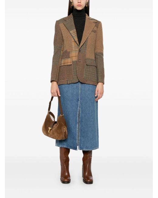 Polo Ralph Lauren Patchwork-Design Blazer in Brown | Lyst