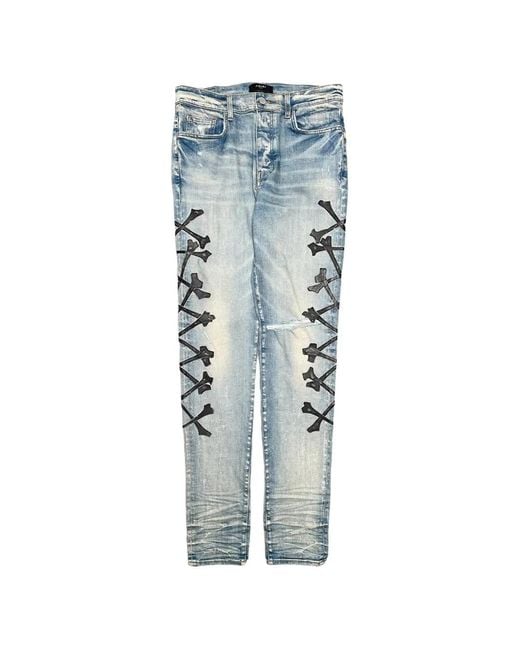 Amiri Bones-Motif Jeans in Blue for Men | Lyst UK
