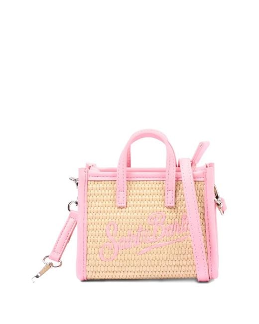 MC2 Saint Barth Embroidered Top Handle Bag in Pink | Lyst UK