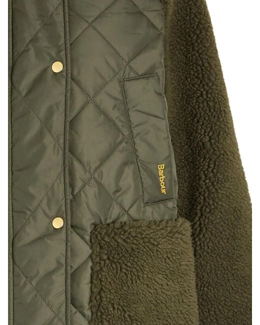 Barbour Quilted Teddy-Effect Puffer Jacket in Green | Lyst