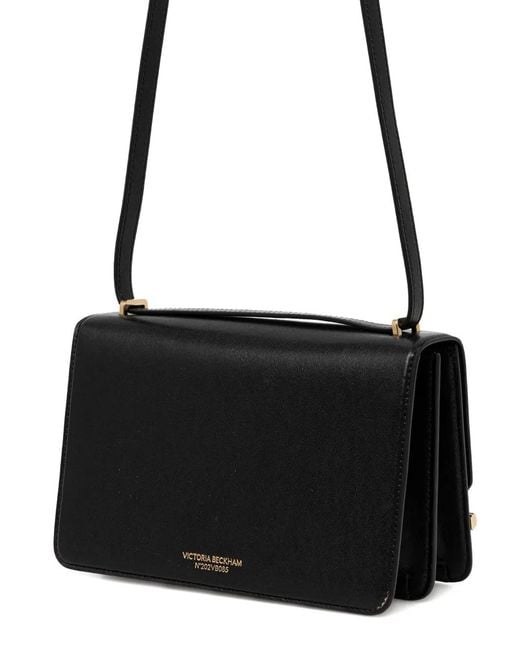 Victoria Beckham Flap-Closure Leather Cross-Body Bag in Black | Lyst