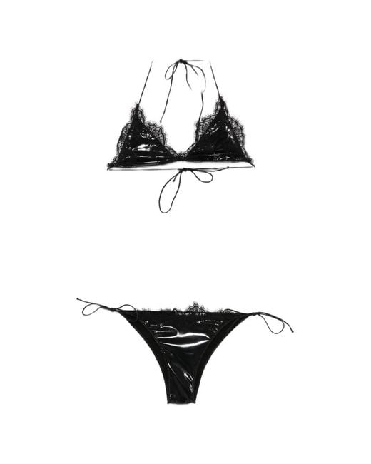 Oséree Lace-Trim Latex Bikini in White | Lyst UK