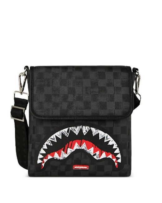Sprayground Logo-Detail Checkerboard-Pattern Messenger Bag in Black for ...