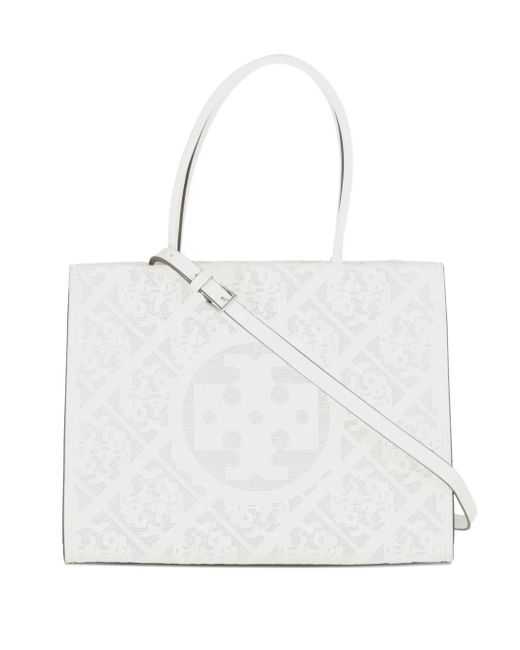 Tory Burch Cut-Out Pattern Tote Bag in White | Lyst