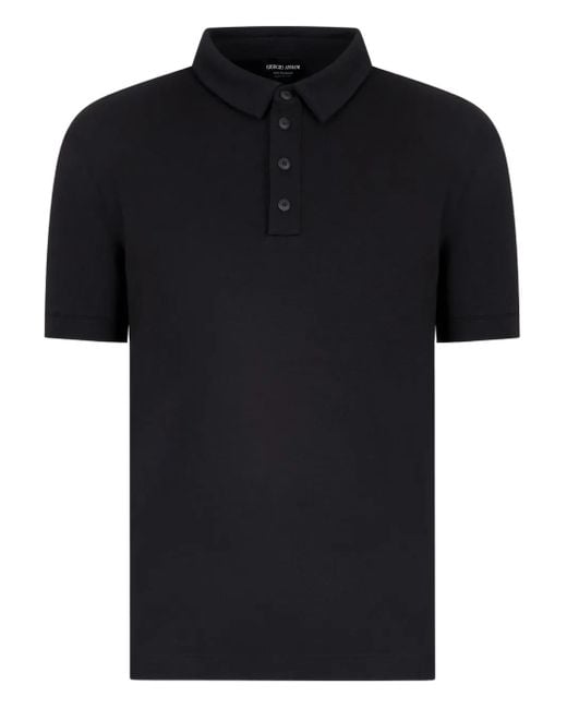 Giorgio Armani Buttoned Polo Shirt in Black for Men | Lyst UK