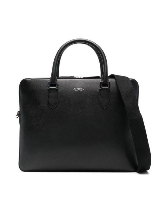 Aspinal of London Shield Saffiano Briefcase in Black for Men | Lyst