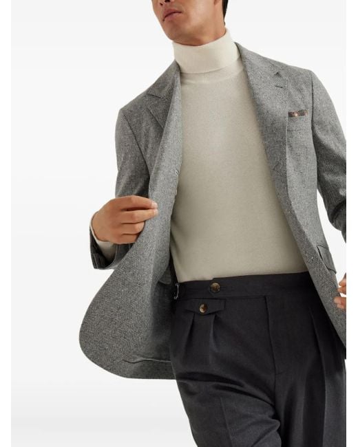 Brunello Cucinelli Flecked-Effect Blazer in Grey for Men | Lyst UK