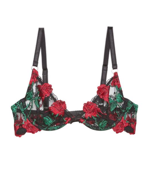 Fleur du Mal Bleeding Rose Bra in Red | Lyst