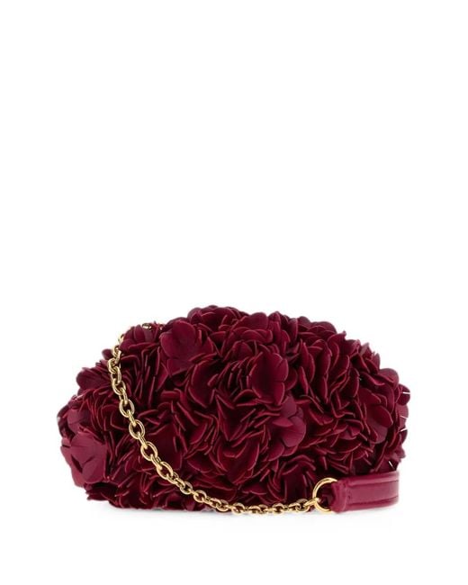 Chloé Plissé Floral-Appliqué Shoulder Bag in Red | Lyst UK