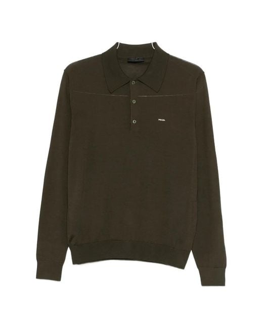 Prada Logo-Detail Polo Shirt in Green for Men | Lyst UK