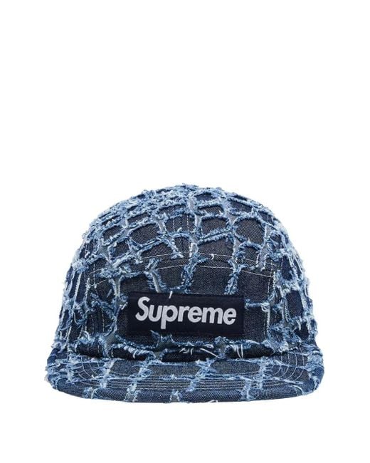 Supreme Frayed Denim Camp Cap in Blue for Men | Lyst UK