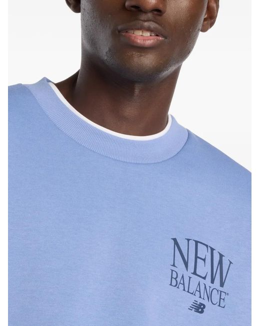 New Balance Logo Crew-Neck Sweater in Blue for Men | Lyst UK