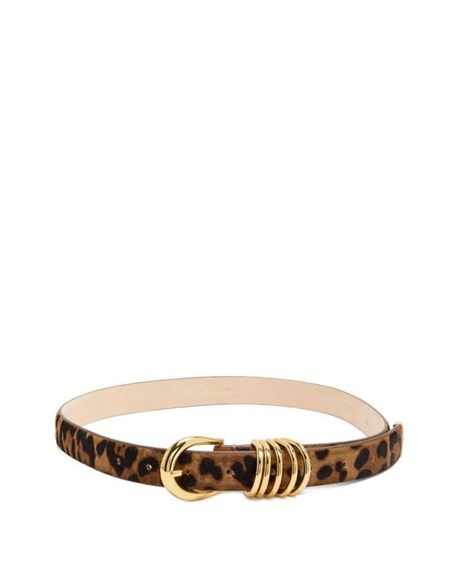 DEHANCHE Leopard-Print Calf-Hair Belt in White | Lyst