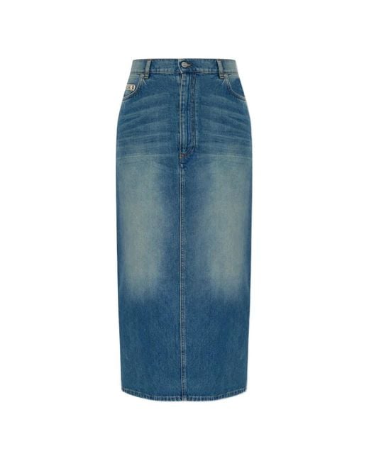 Moschino Logo-Label Midi Skirt in Blue | Lyst UK