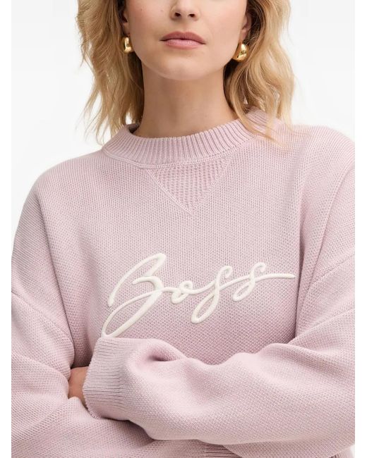 BOSS Logo Knitwear in Pink | Lyst