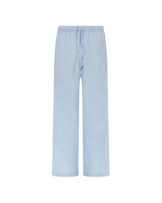 120% Lino Linen Straight-Leg Trousers in Blue | Lyst