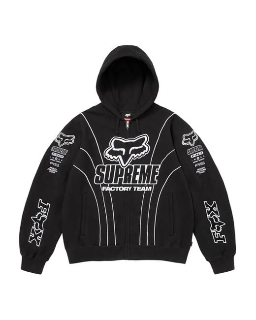 Supreme X Fox Racing Zip-Up Hoodie in Black | Lyst UK