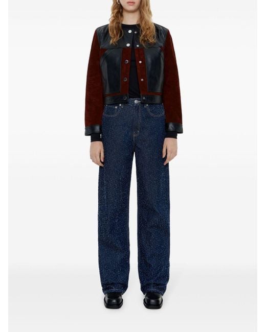 Bimba Y Lola Leather Two-Tone Jacket in Red | Lyst