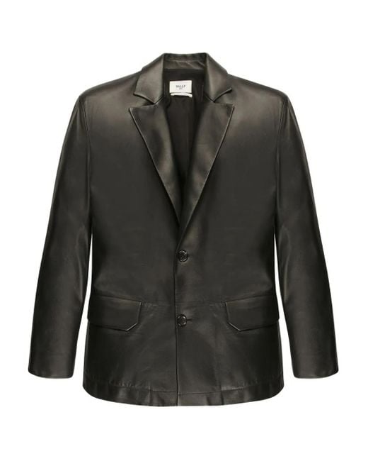 Bally Lambskin Two-Button Leather Jacket in Black for Men | Lyst UK