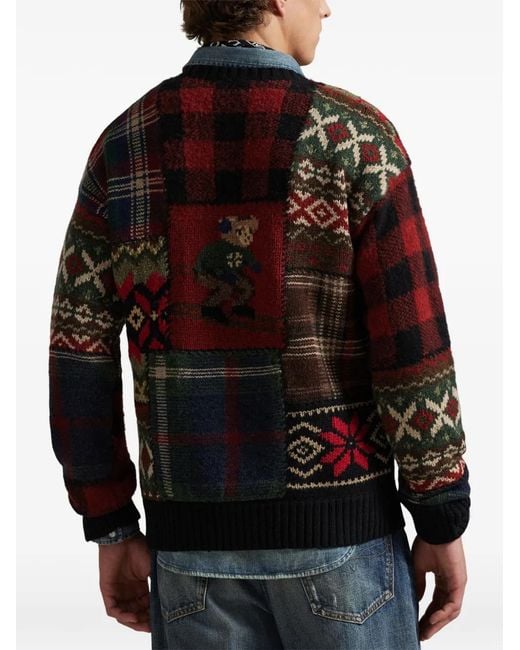 Polo Ralph Lauren Patchwork Graphic Sweater in Red for Men | Lyst UK