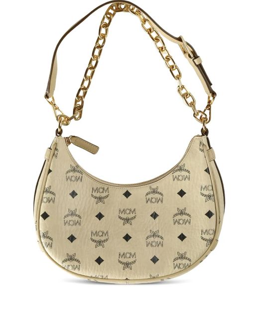 MCM Small Aren Logo-Pattern Shoulder Bag in Metallic | Lyst