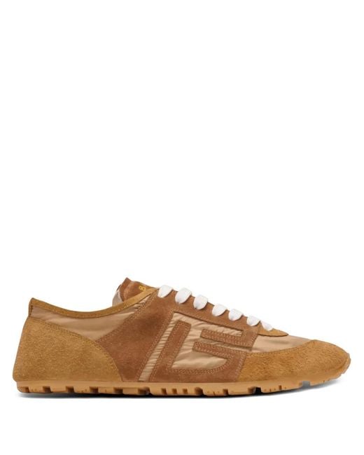 Balmain Racer Suede Panelled Sneakers in Brown for Men | Lyst UK