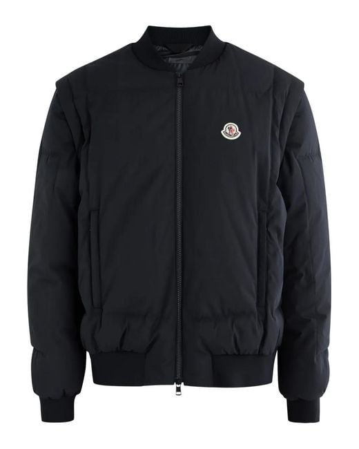 Moncler Taku Logo-Patch Bomber Jacket in Blue for Men | Lyst UK