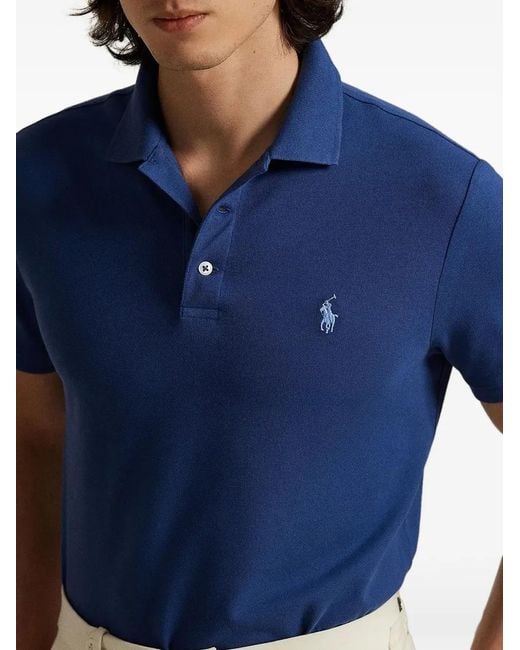 Polo Ralph Lauren Logo-Embroidered Polo Shirt in Blue for Men | Lyst UK